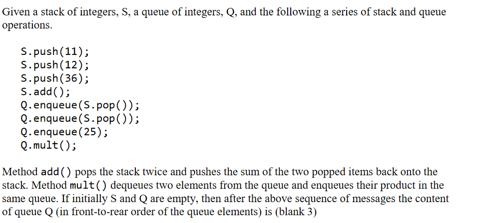 Solved Fill in the blanks question for data structures | Chegg.com