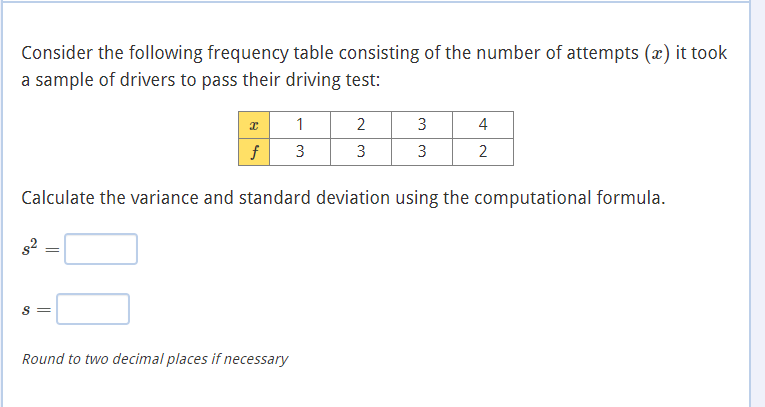 Solved Consider the following frequency table consisting of | Chegg.com