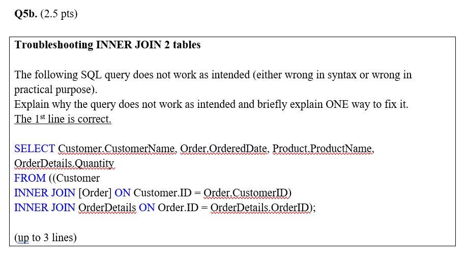 Solved Troubleshooting INNER JOIN 2 tables The following SQL | Chegg.com
