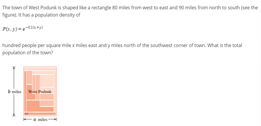 Solved The town of West Podunk is shaped like a rectangle 80 | Chegg.com
