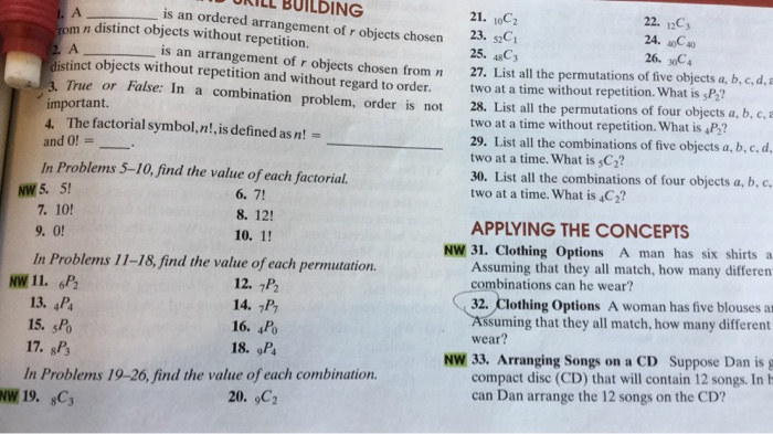 BUILDING OR?L 21. 10C2 23. s2Ci 25. 48C3 22. 12C3 24. | Chegg.com