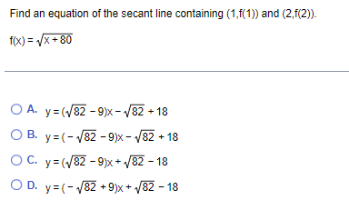 Solved Find an equation of the secant line containing | Chegg.com