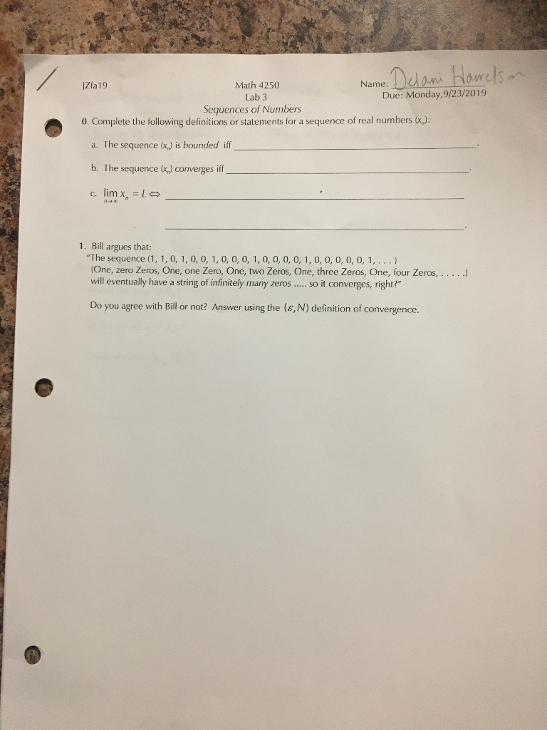 Solved Name: Delani Harrelson JZfa19 Math 4250 Name: Lab 3 | Chegg.com