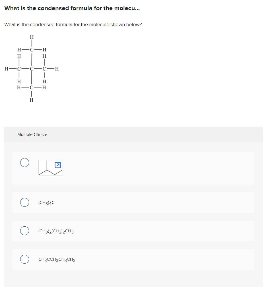 Solved What is the condensed formula for the molecu... What | Chegg.com