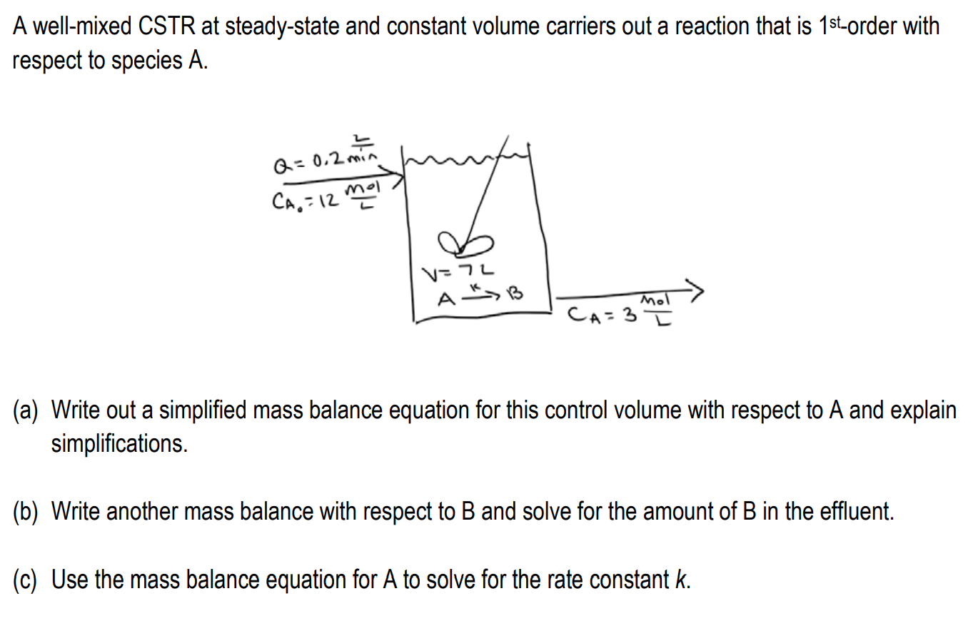 Solved A well-mixed CSTR at steady-state and constant volume | Chegg.com
