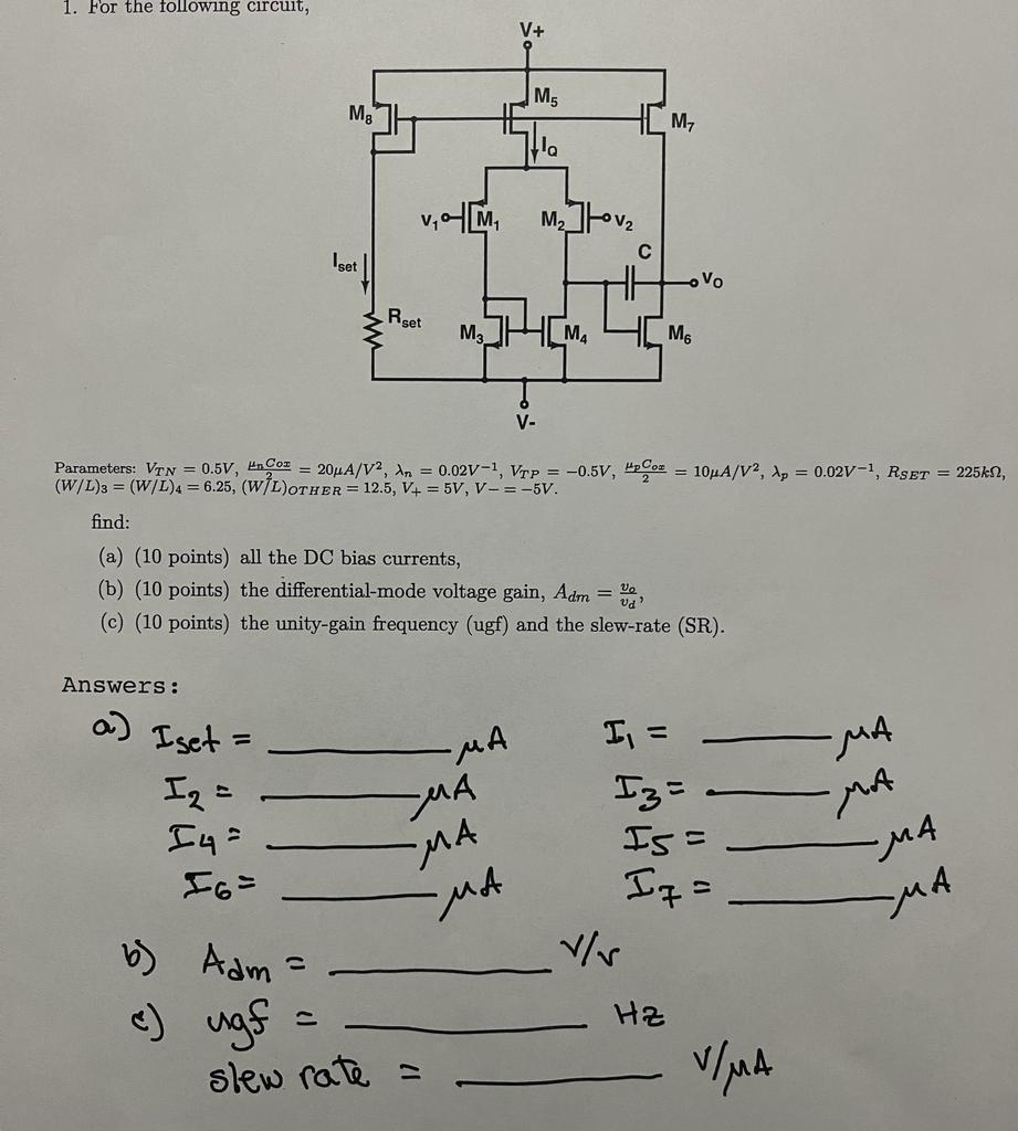 Solved Parameters: | Chegg.com