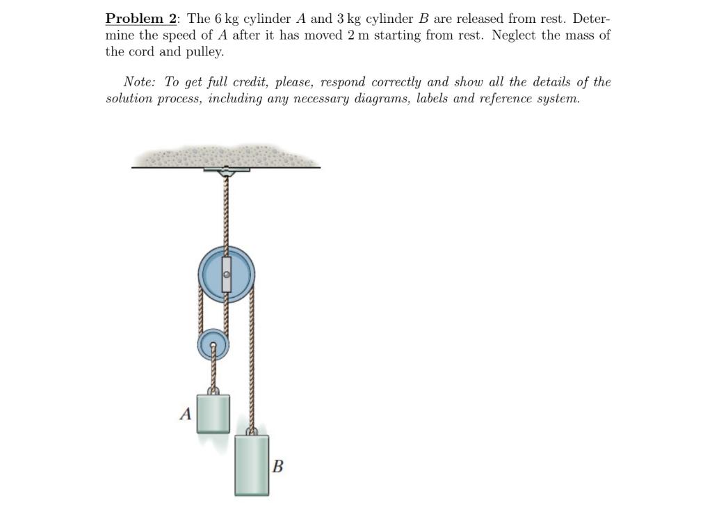 Solved Problem 2: The 6 kg cylinder A and 3 kg cylinder B | Chegg.com