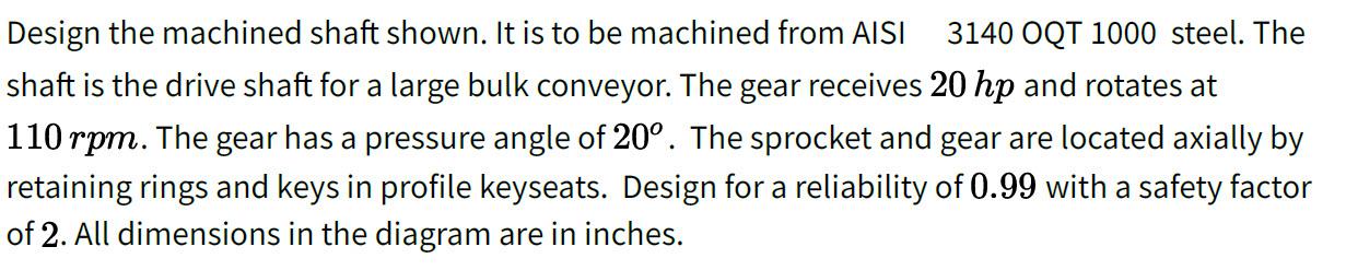 Solved Design the machined shaft shown. It is to be machined | Chegg.com
