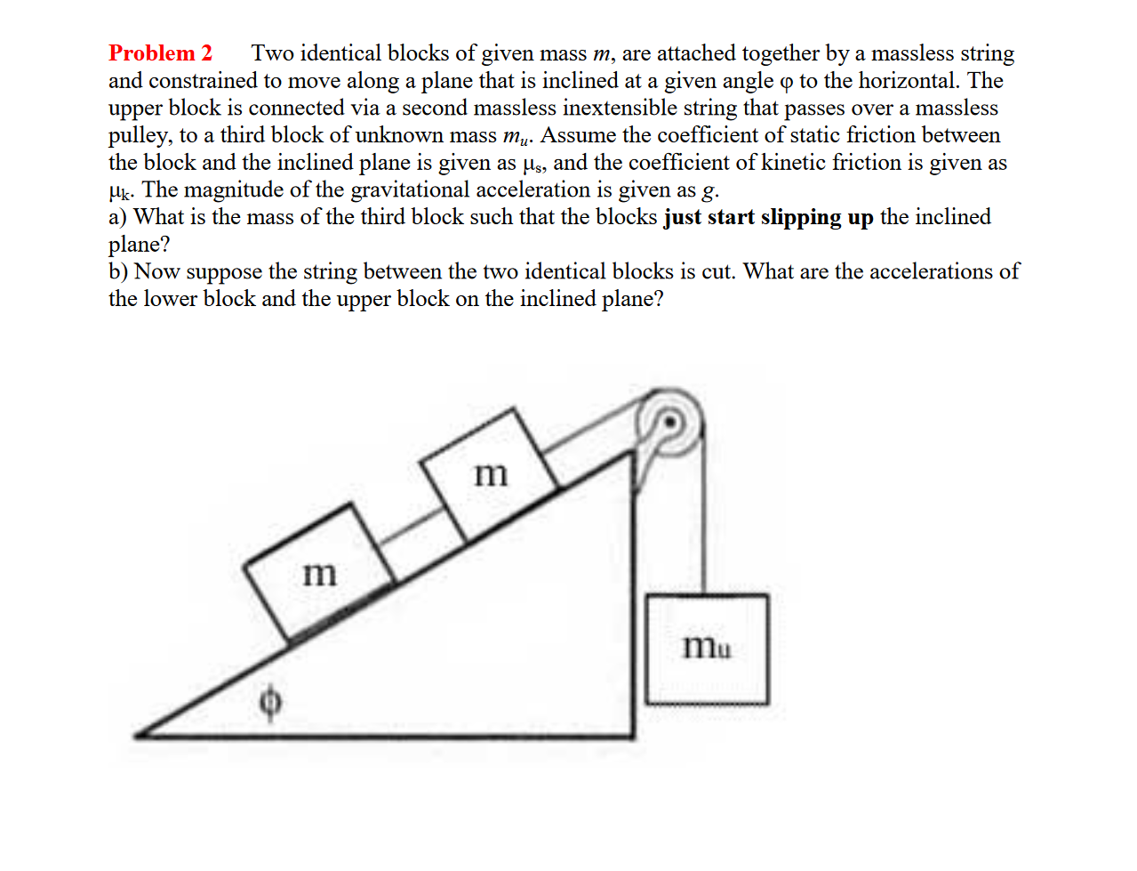 Solved Problem 2 Two identical blocks of given mass m, are | Chegg.com