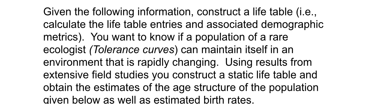 Solved Given the following information, construct a life | Chegg.com