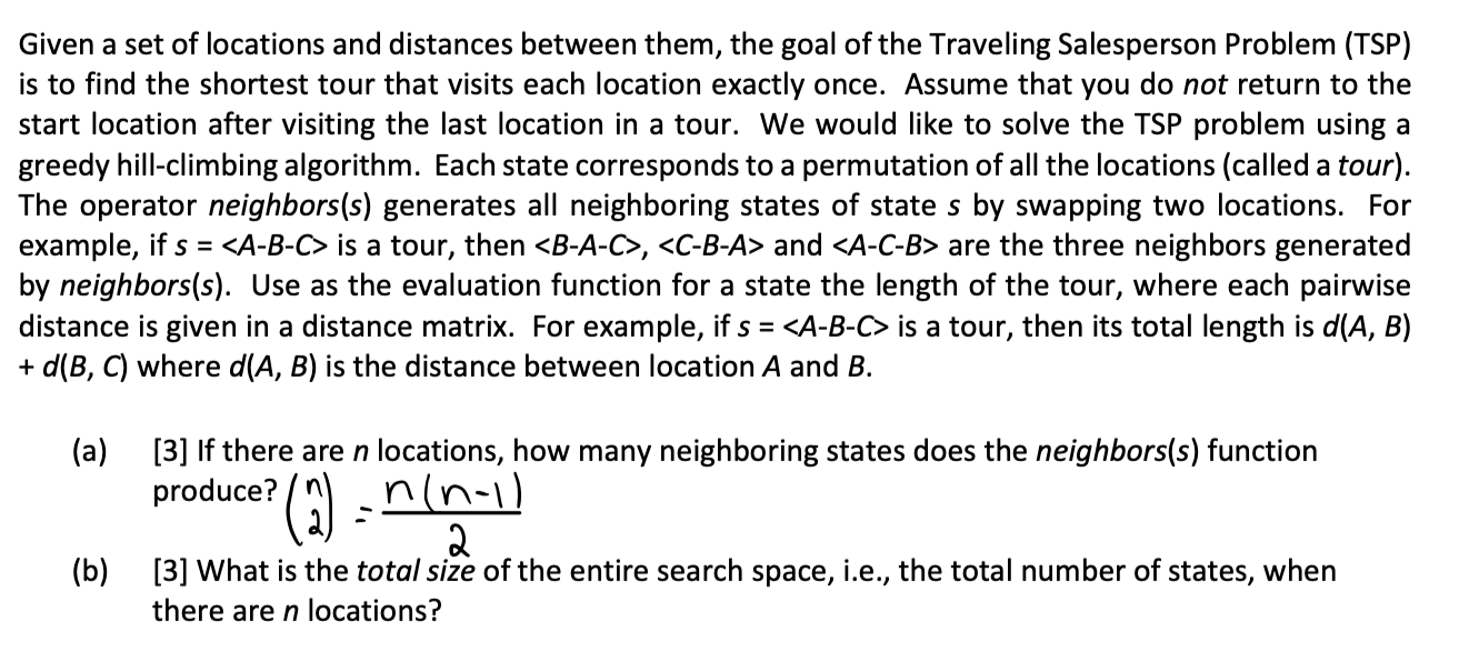 Given a set of locations and distances between them, | Chegg.com