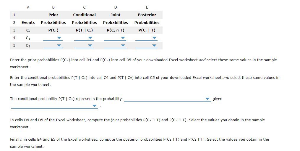 Solved 10. Using Excel - Computing posterior probabilities | Chegg.com