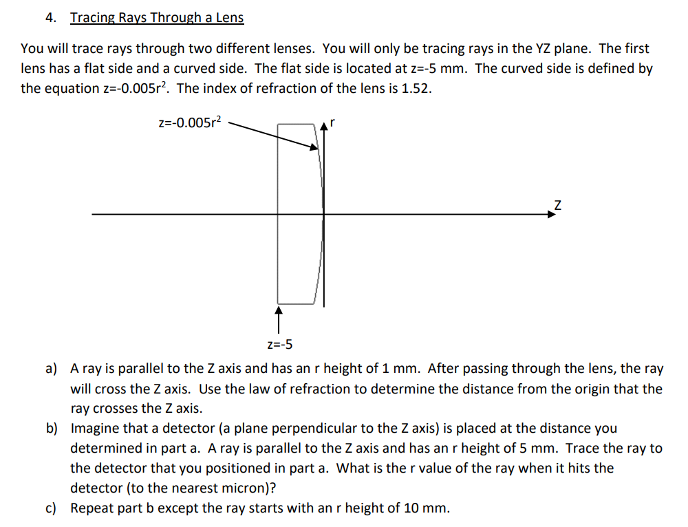 Solved 4. Tracing Rays Through a Lens You will trace rays | Chegg.com