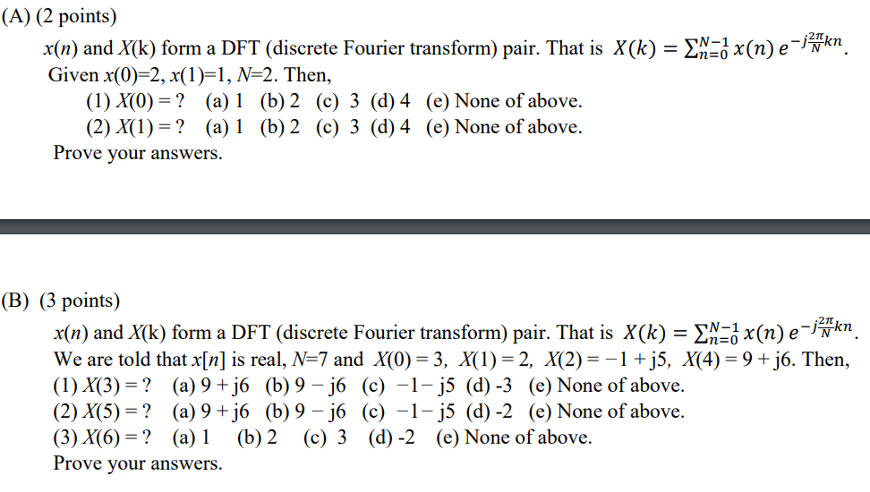 Solved x(n) and X(k) form a DFT (discrete Fourier transform) | Chegg.com