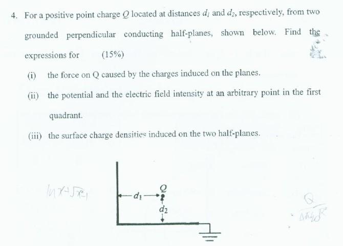 Solved 4. For a positive point charge Q located at distances | Chegg.com