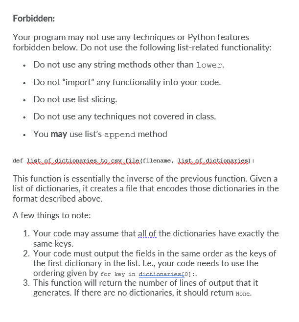 Solved Forbidden: Your program may not use any techniques or | Chegg.com