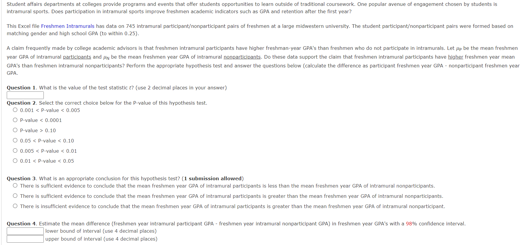 intramural sports. Does participation in intramural | Chegg.com