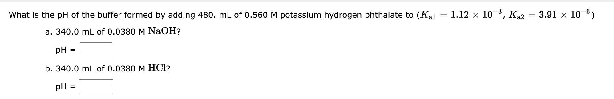 Solved What is the pH of the buffer formed by adding 480.mL | Chegg.com