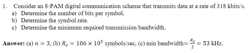 Solved 1. Consider an 8-PAM digital communication scheme | Chegg.com