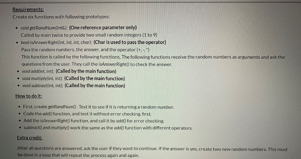 Solved Module 06 Lab (Functions - Simple Math Tutor) | Chegg.com