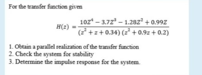 code class="asciimath">For the transfer function | Chegg.com