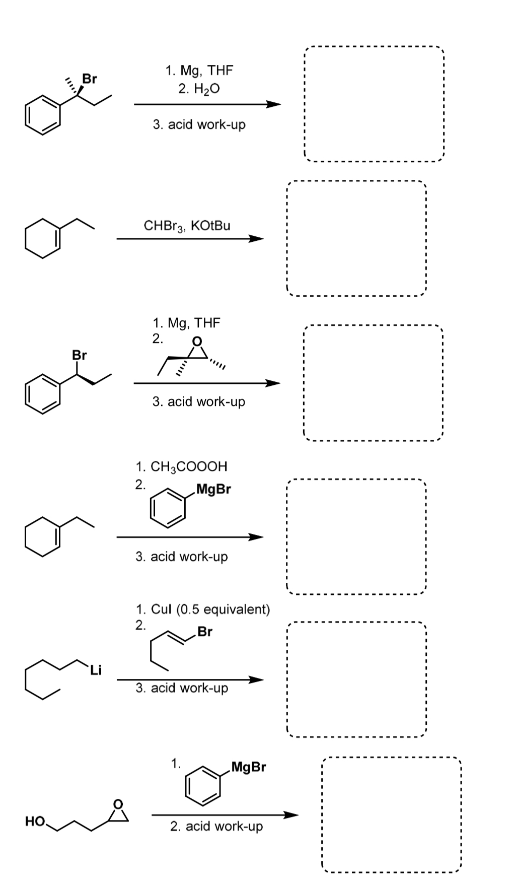 1. Mg,THF 2. H2O 3. acid work-up CHBr3,KOtBu 1. | Chegg.com