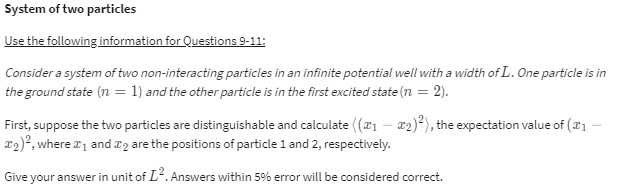 Solved System of two particles Use the following information | Chegg.com