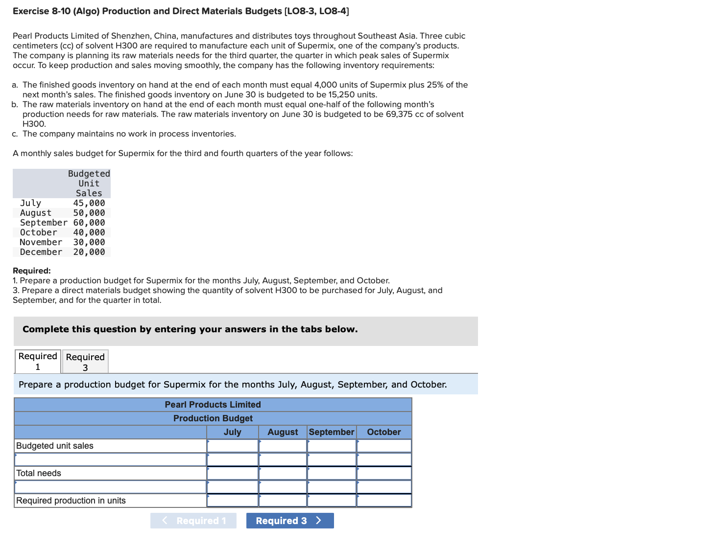 Solved Exercise 8-10 (Algo) Production and Direct Materials | Chegg.com
