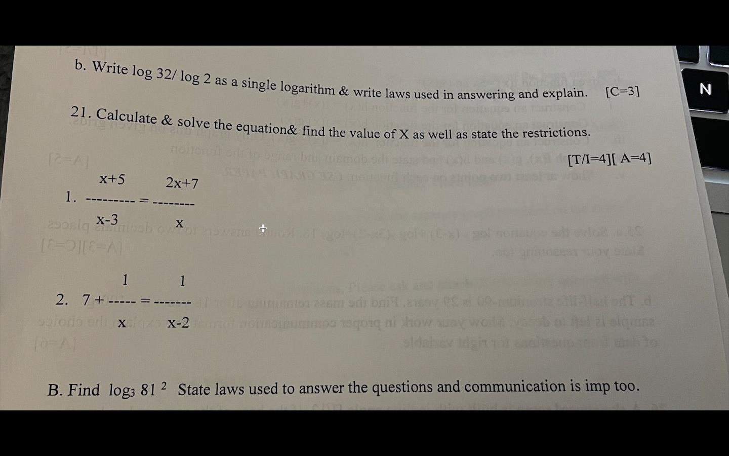 Solved b. Write log 32/ log 2 as a single logarithm & write | Chegg.com