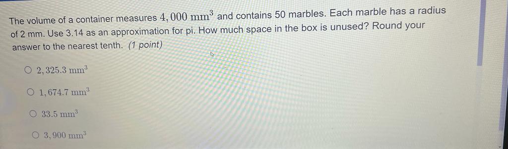 Solved The volume of a container measures 4,000 mm3 and | Chegg.com
