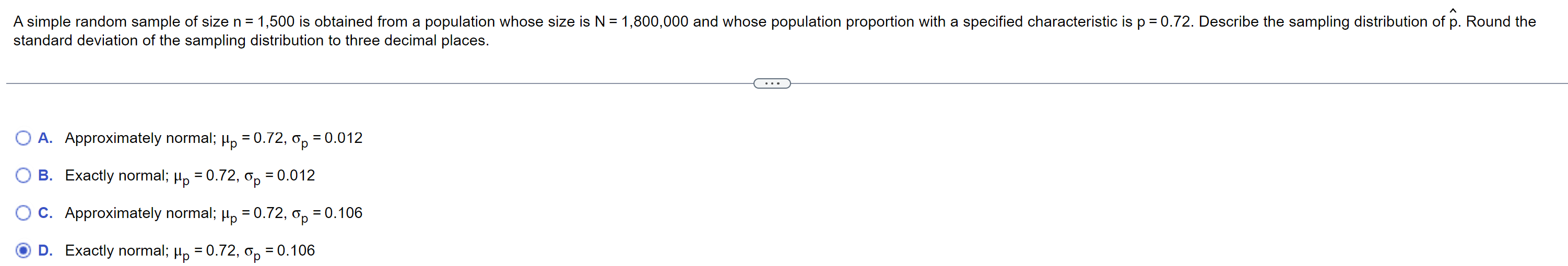 Solved standard deviation of the sampling distribution to | Chegg.com