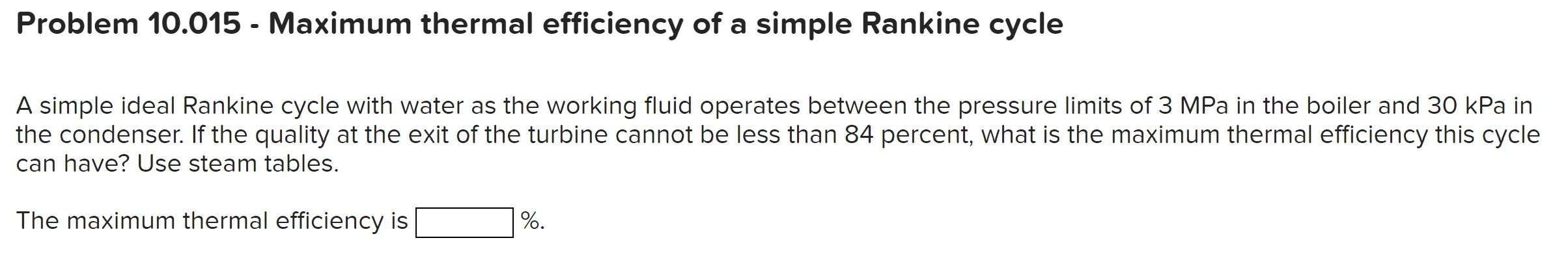 Solved Problem 10.015 - Maximum thermal efficiency of a | Chegg.com