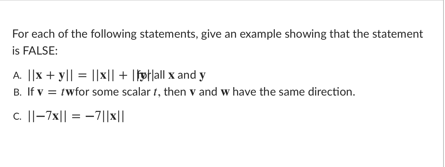 Solved For each of the following statements, give an example | Chegg.com