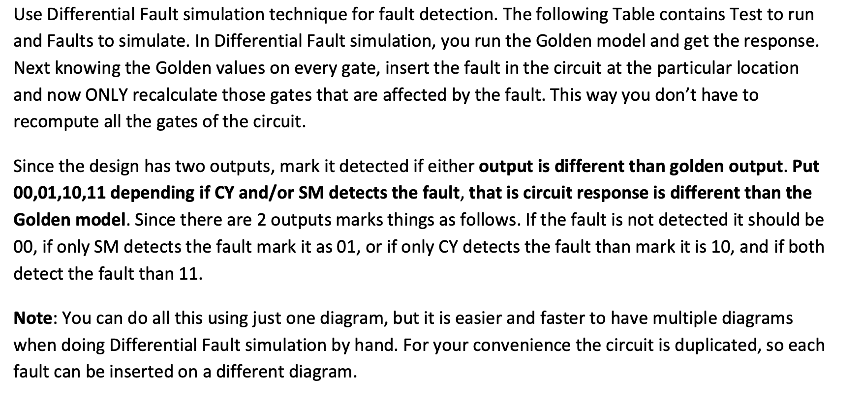 Solved Use Differential Fault simulation technique for fault | Chegg.com