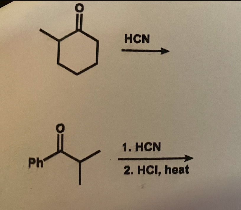 Solved HCN =O 1, HCN Ph 2. HCI, heat | Chegg.com