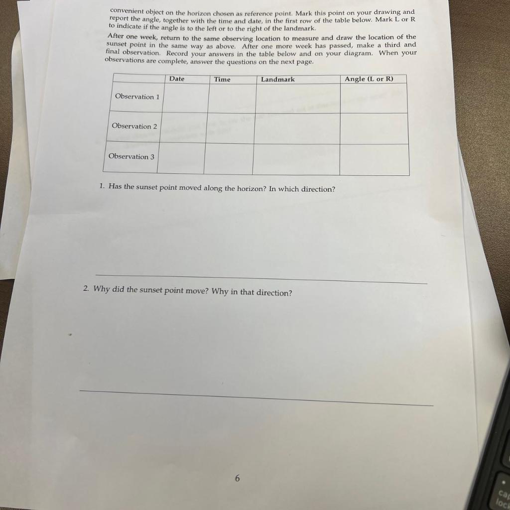3 The Sunset Point The motion of the Sun on the | Chegg.com