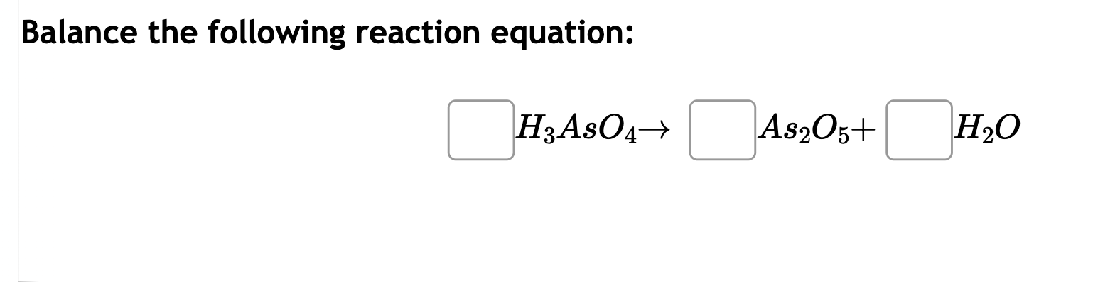 Balance the following reaction equation: | Chegg.com