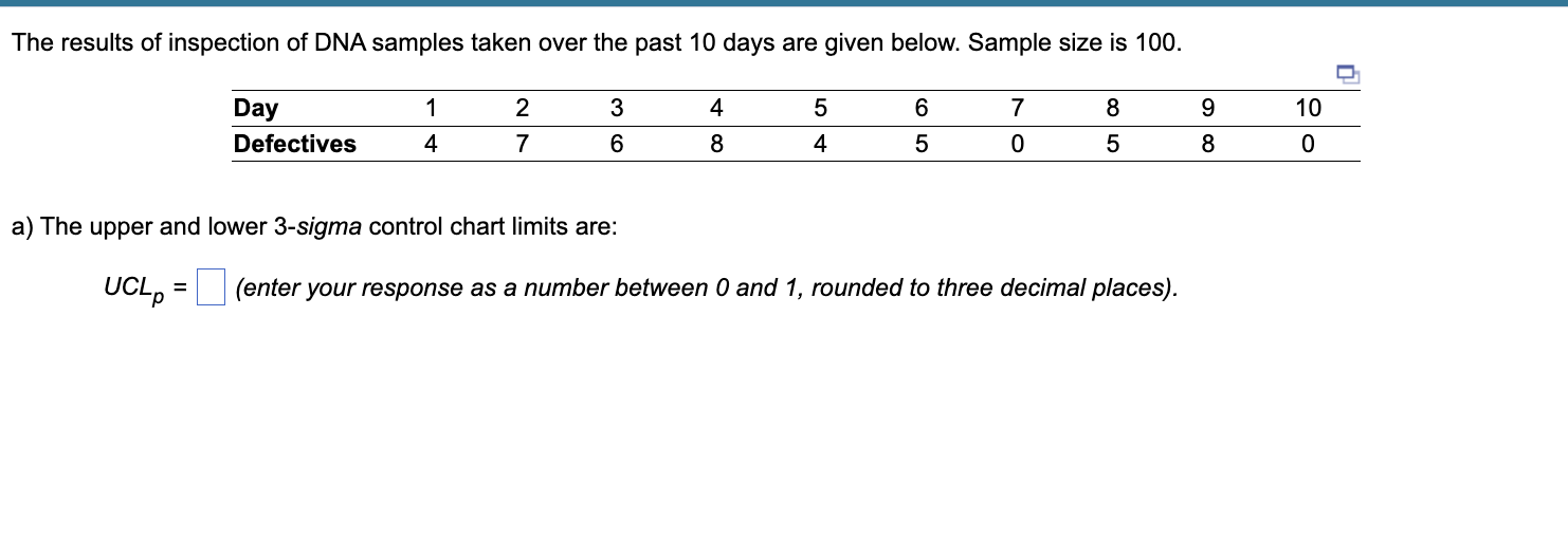 Solved The results of inspection of DNA samples taken over | Chegg.com