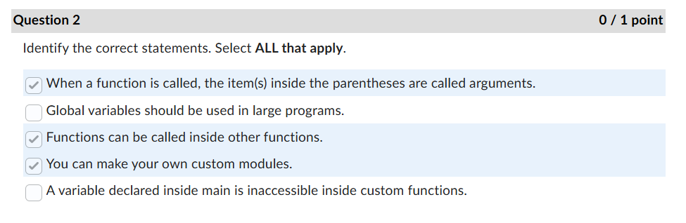 Solved Question 2 ﻿Identify the correct statements. Select | Chegg.com