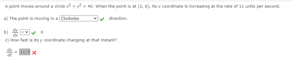 Solved A point moves around a circle x2+y2=40. When the | Chegg.com