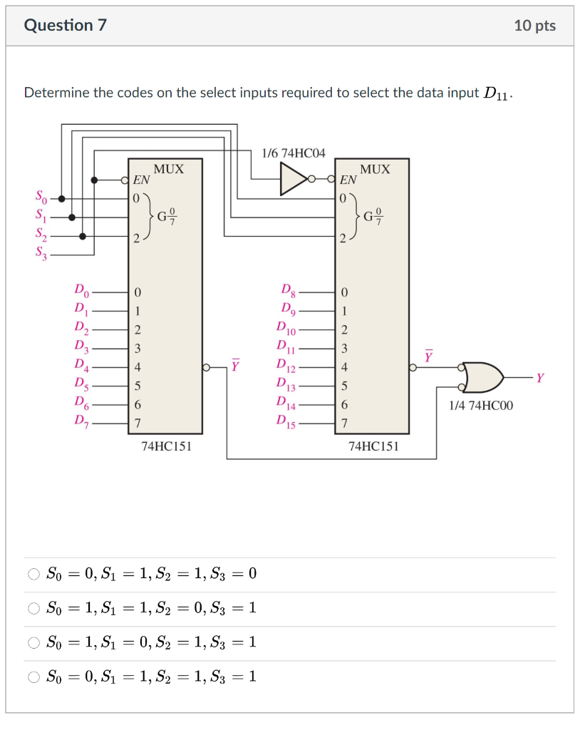 Solved Question 7 10 pts Determine the codes on the select | Chegg.com