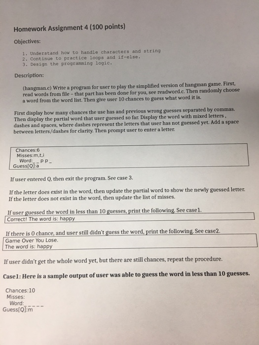 Homework Assignment 4 (100 points) Objectives: 1. | Chegg.com