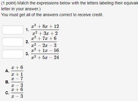 Solved (1 point) Match the expressions below with the | Chegg.com