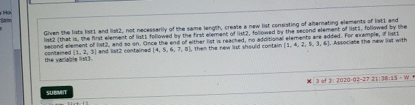 Solved Strin Given the lists list1 and list2, not | Chegg.com