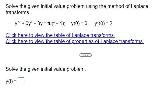 Solved Solve the given initial value problem using the | Chegg.com