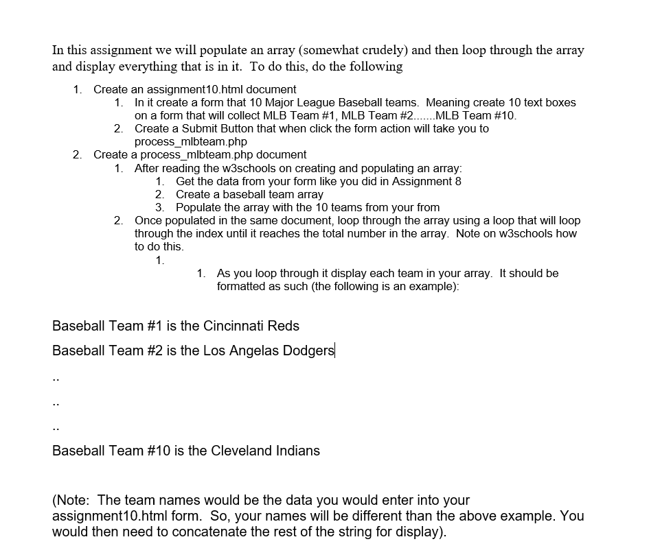 Solved In this assignment we will populate an array | Chegg.com