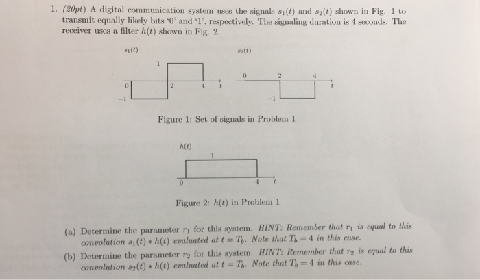 Solved 1. (20pt) A digital communication system uses the | Chegg.com