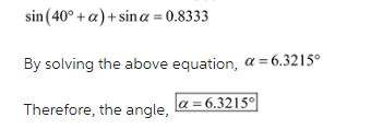 Solved sin(40∘+α)+sinα=0.8333 By solving the above equation, | Chegg.com