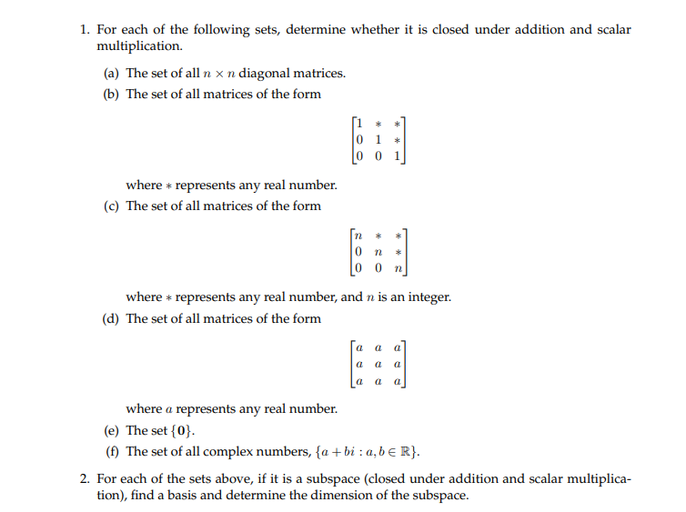 Solved 1. For each of the following sets, determine whether | Chegg.com
