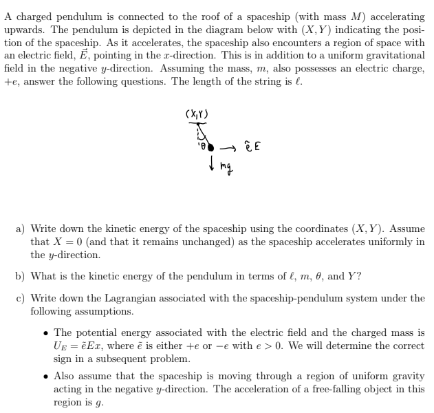 Solved A charged pendulum is connected to the roof of a | Chegg.com